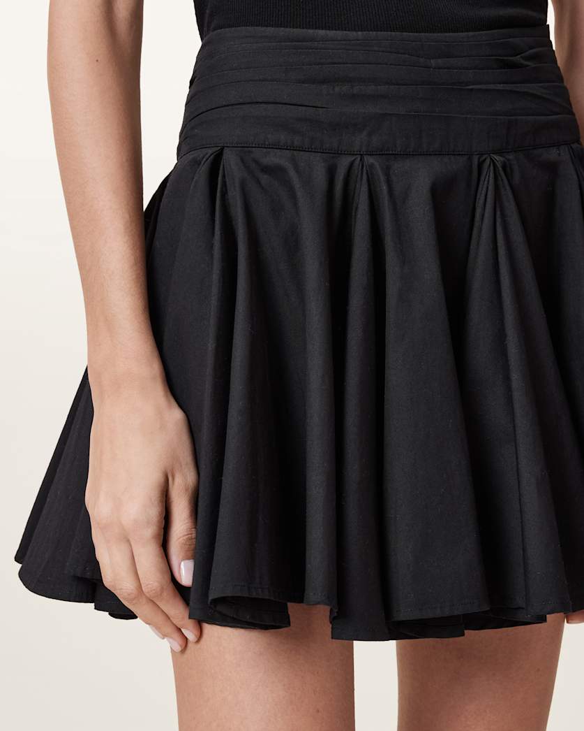Tulip Black Cotton Mini Skirt Black | ALLSAINTS